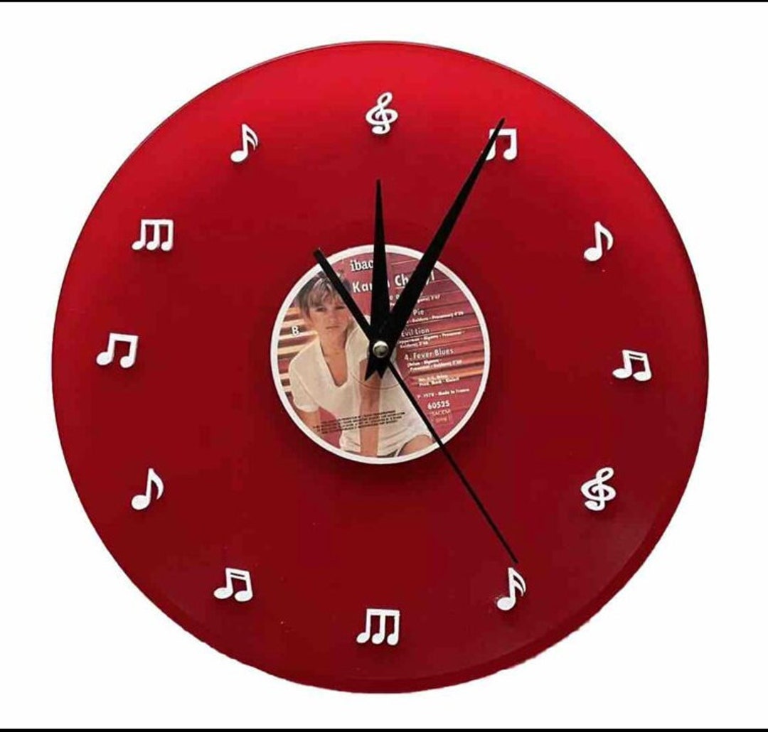 12 Diameter Music Notes Wall Clock, Hand Crafted From an Original Vinyl ...