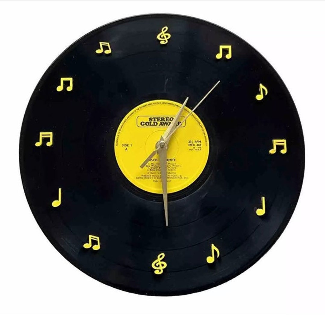12 Diameter music Notes Wall Clock, Hand Crafted From a Recycled ...