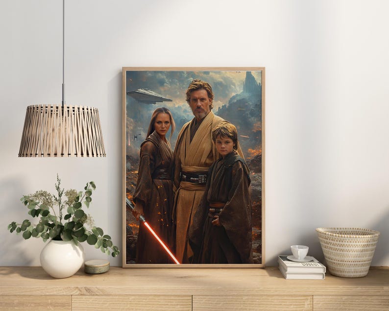 Custom Star Wars Portrait: Personalized Jedi Family Art. Digital ...