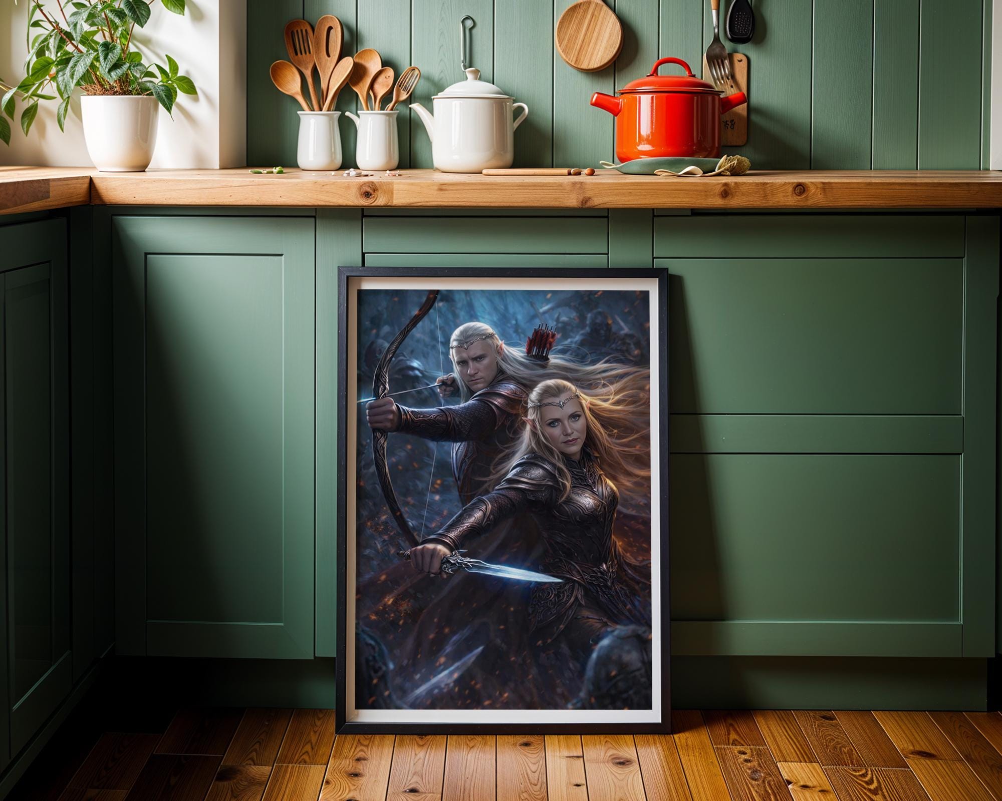 Custom Elven Couple Portrait. Personalized Middle-earth Wall Art From ...