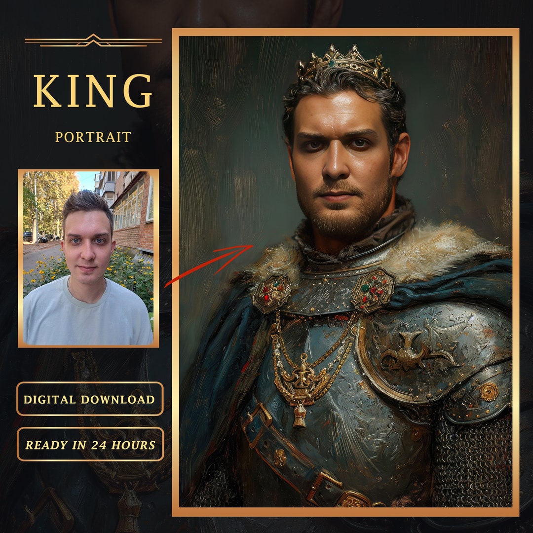 Custom King Portrait From Photo, Royal King Portrait, Custom Man ...