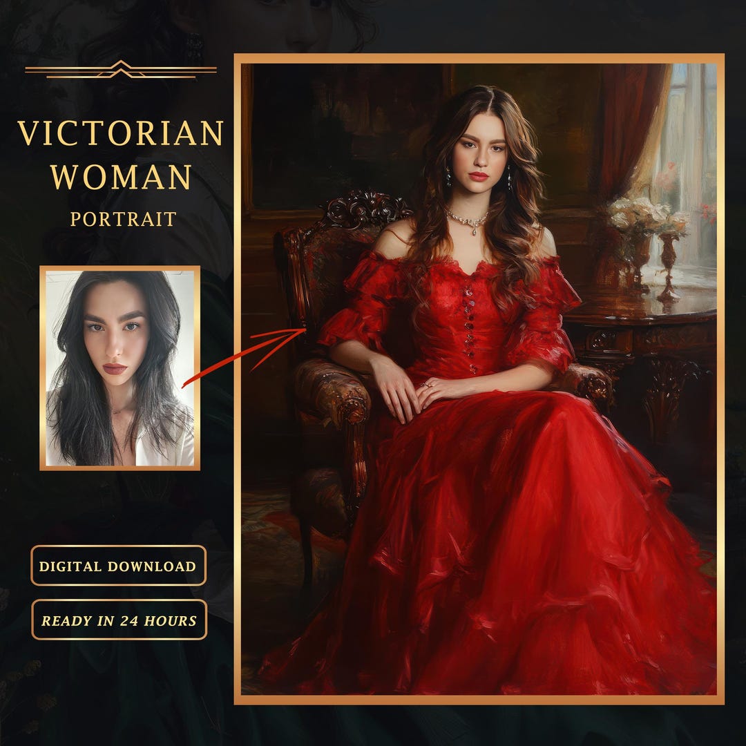 Custom Victorian Portrait: Personalized Oil Painting Style (digital ...