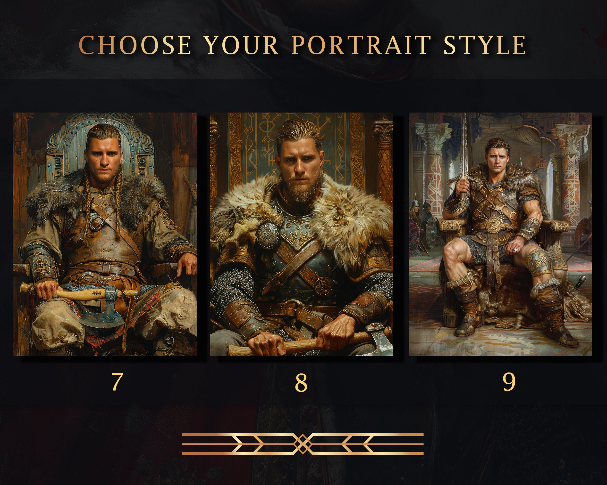 Custom Viking King Portrait From Photo. , Personalized Viking Wall Art ...