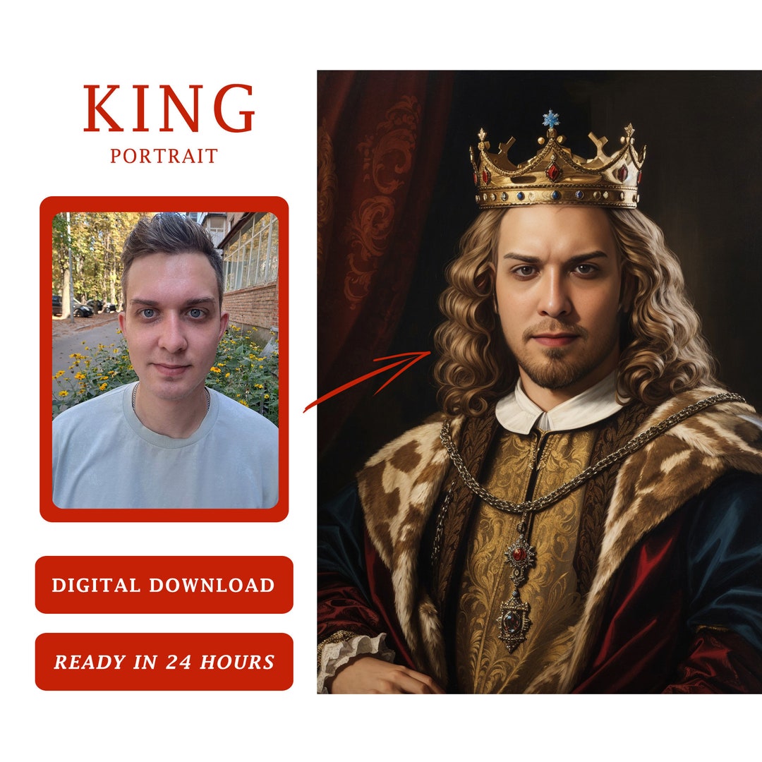 Personalized King Royal Portrait From Photo, Renaissance Portrait ...