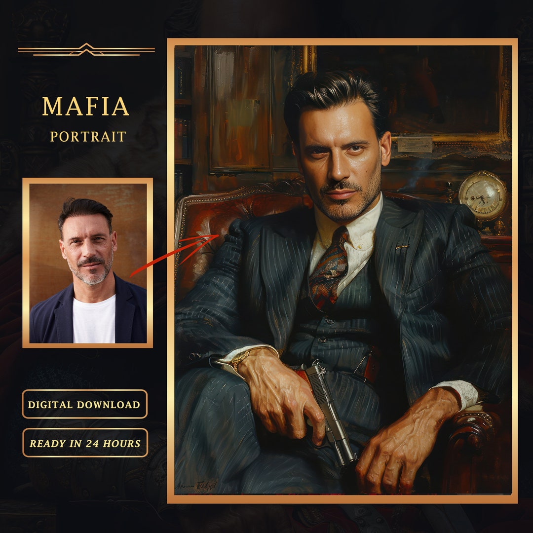 Custom Mafia Boss Portrait From Photo, Personalized Portrait of ...