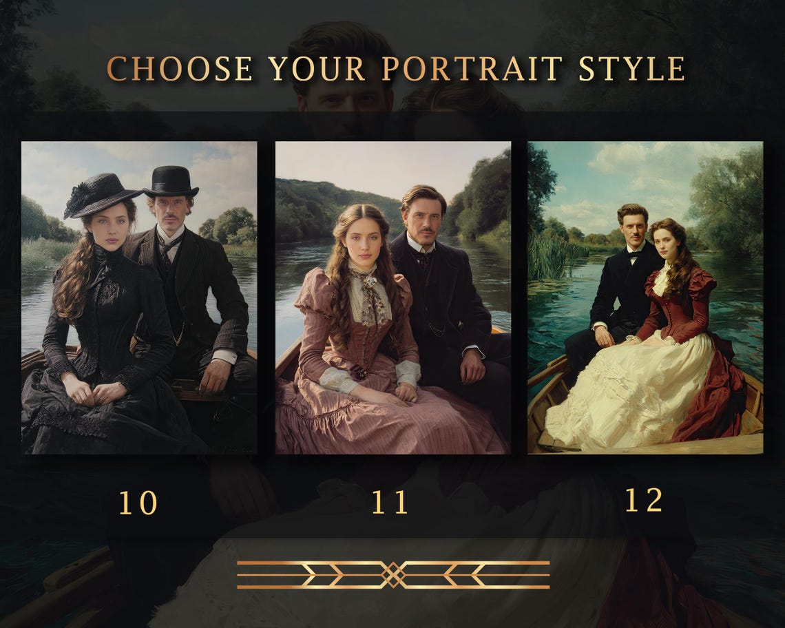 Custom Victorian Couple Portrait in a Boat (digital Download) - Etsy
