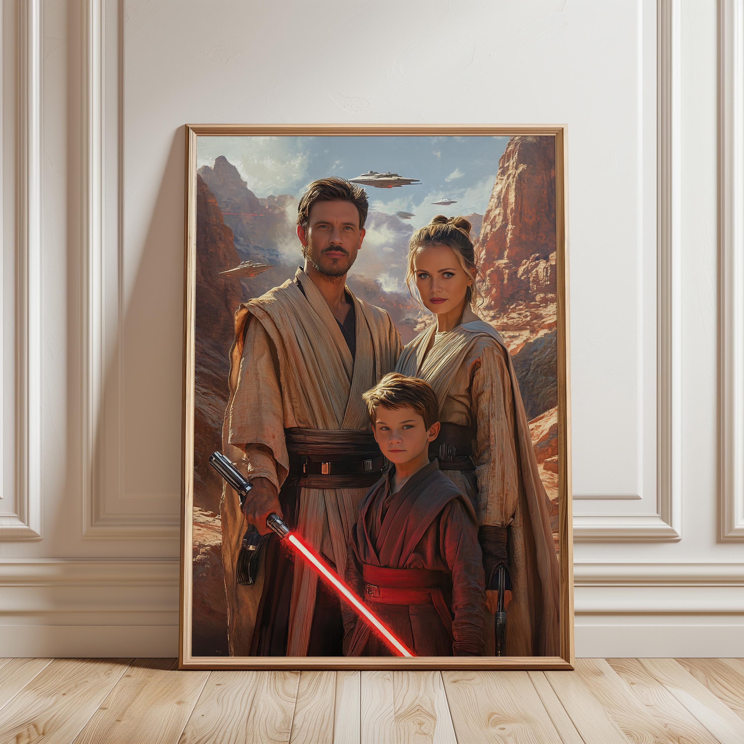 Custom Star Wars Portrait: Personalized Jedi Family Art. Digital ...