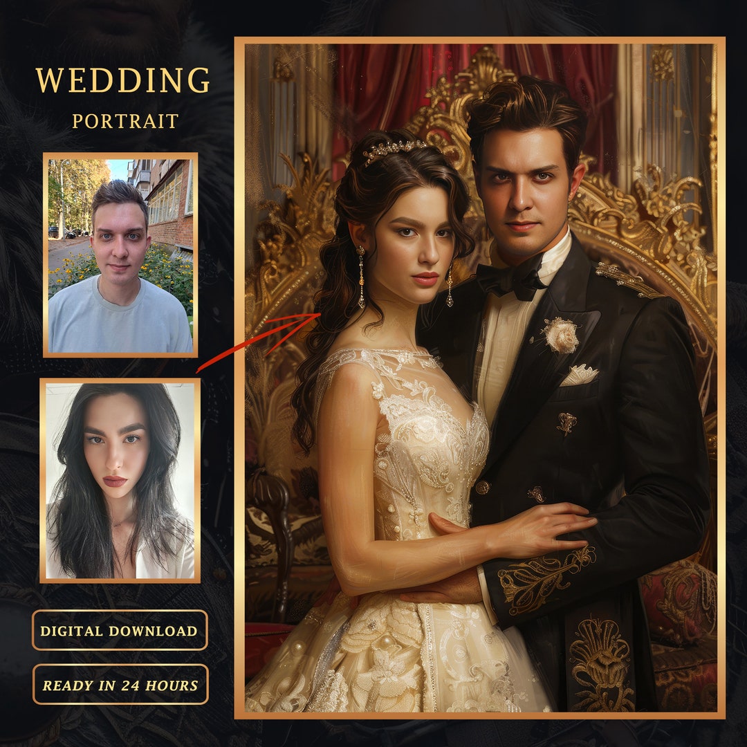 Custom Wedding Portrait From Photo, Personalized Bride and Groom ...