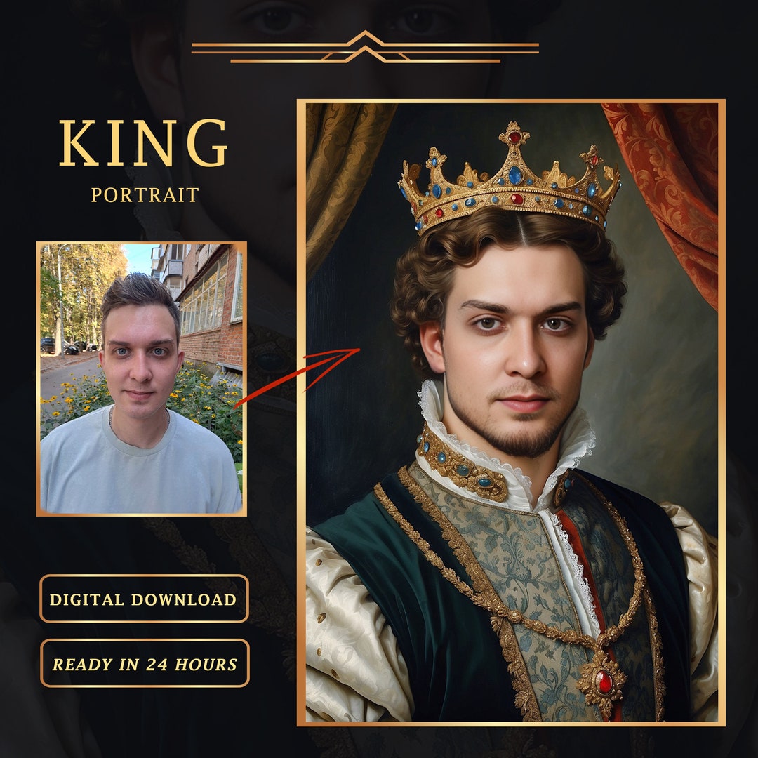 Personalized King Royal Portrait From Photo, Royal King Portrait ...