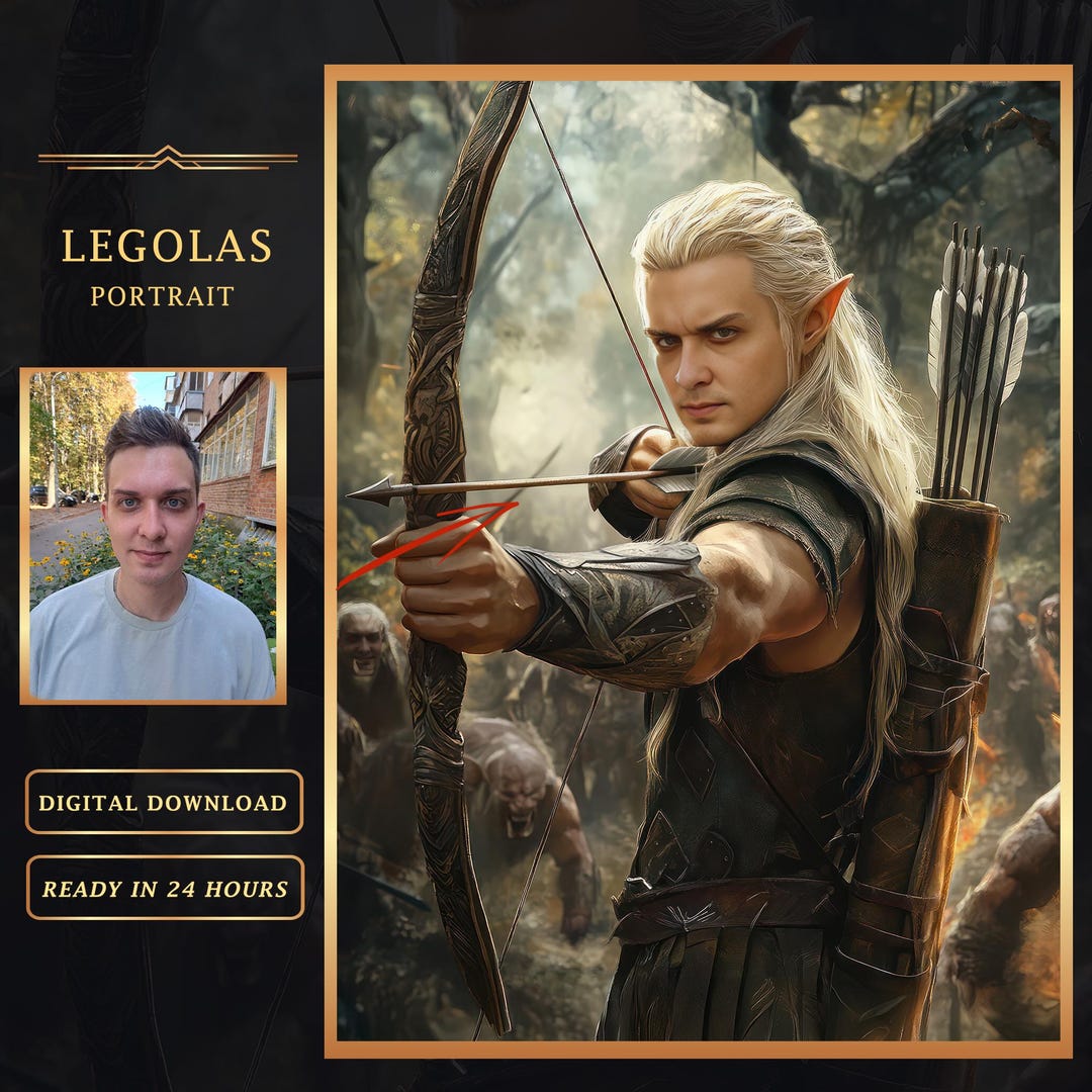 Custom Elf Legolas Portrait From Photo, Lord of the Rings Style ...