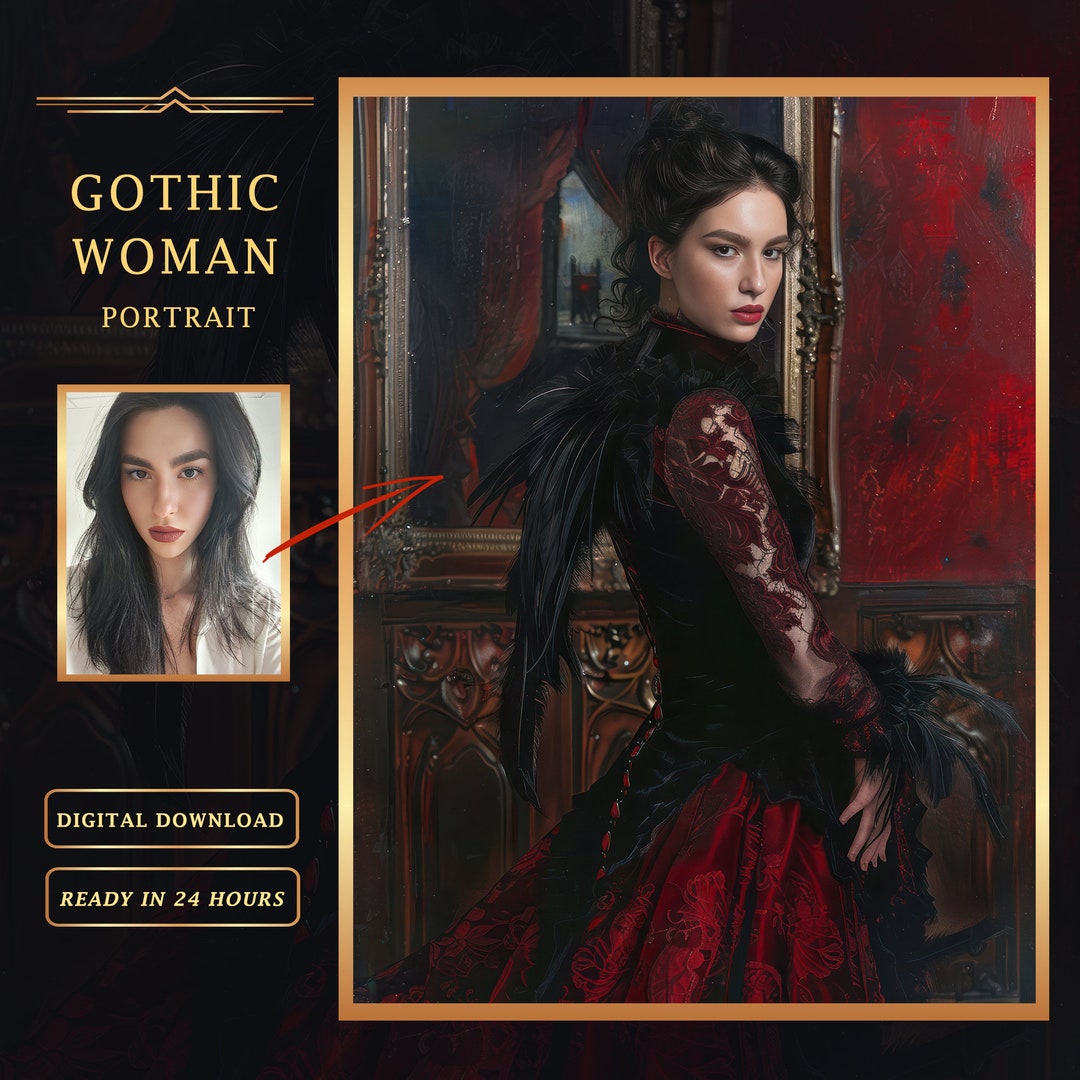 Custom Gothic Portrait: Dark Victorian Woman, Oil Painting Style ...