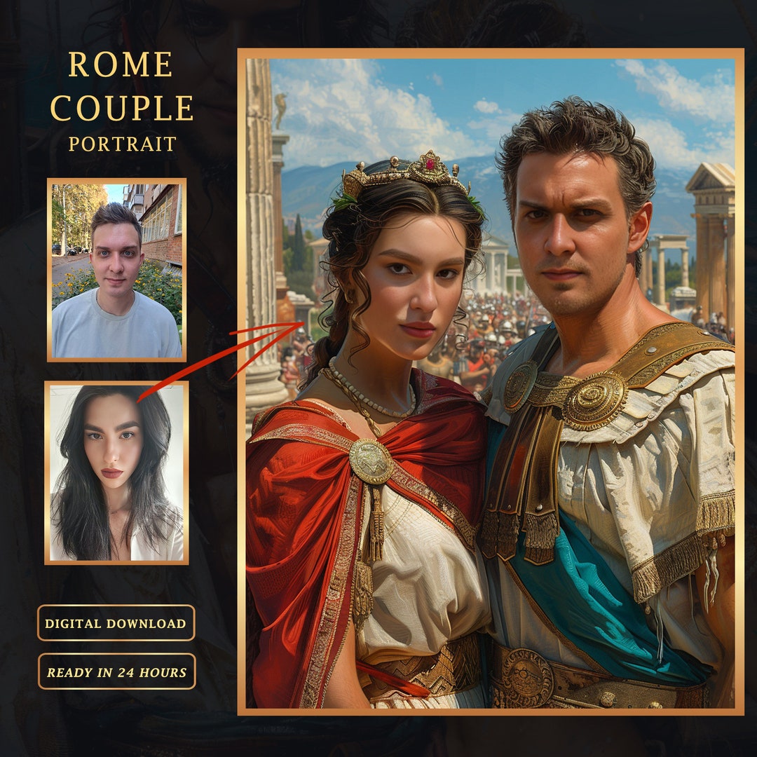 Custom Roman Couple Portrait From Photo, Historical Portrait of a Roman ...