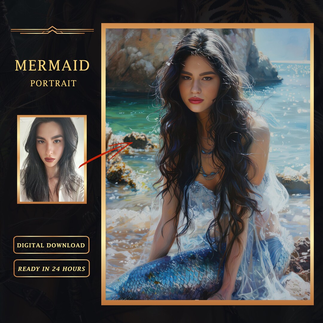 Custom Mermaid Portrait: Personalized Fantasy Art (digital Download) - Etsy