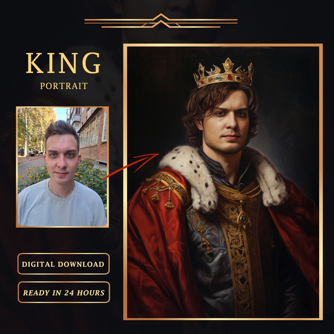 Custom King Portrait From Photo, Personalized Royal Portrait ...