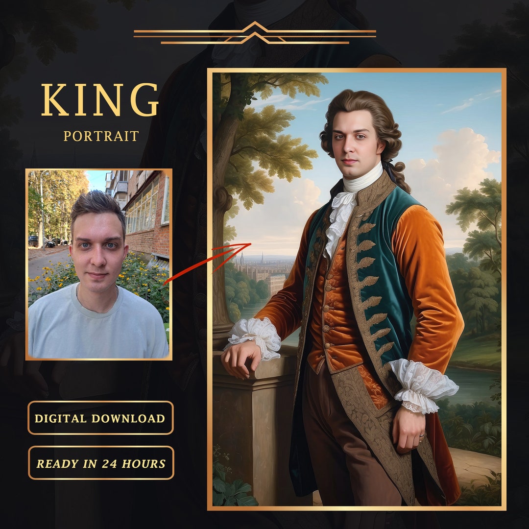 Personalized King Royal Portrait From Photo, Renaissance Portrait ...