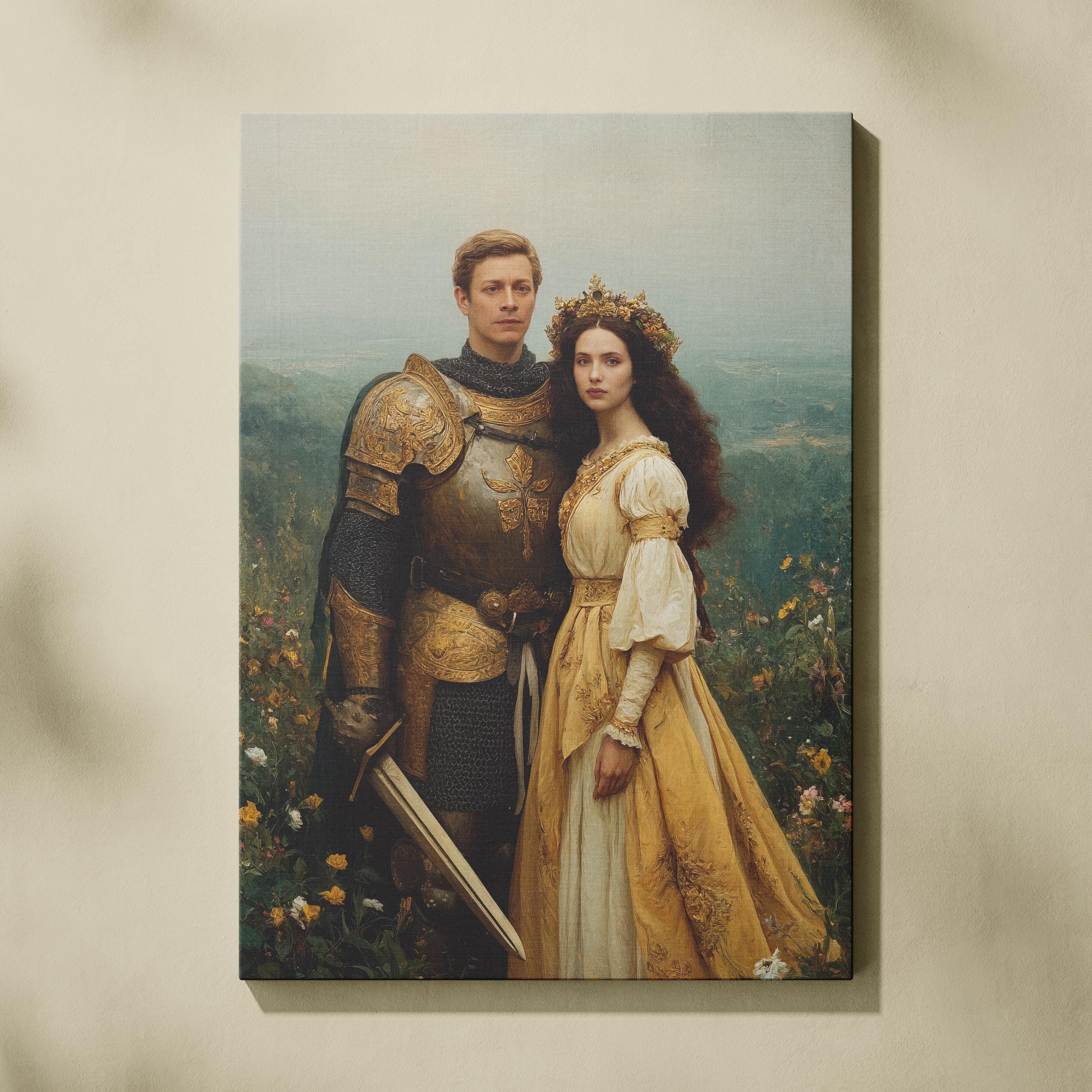 Custom Royal Couple Portrait: Personalized Knight and Princess Gift ...