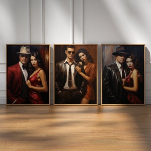 Custom Mafia Couple Portrait: Personalized Art Deco Style Gift (digital ...