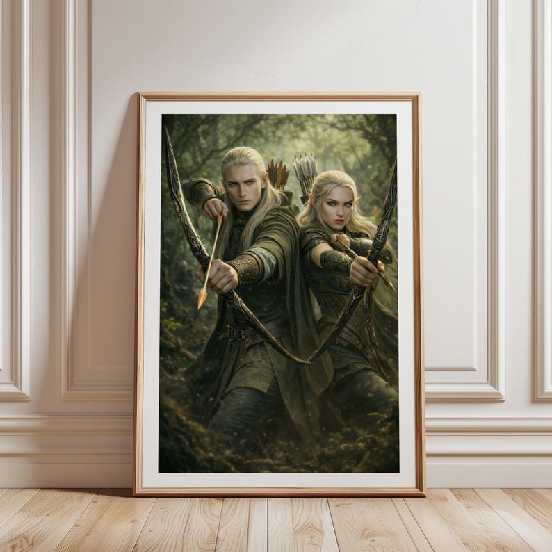 Custom Elven Couple Portrait. Personalized Middle-earth Wall Art From ...