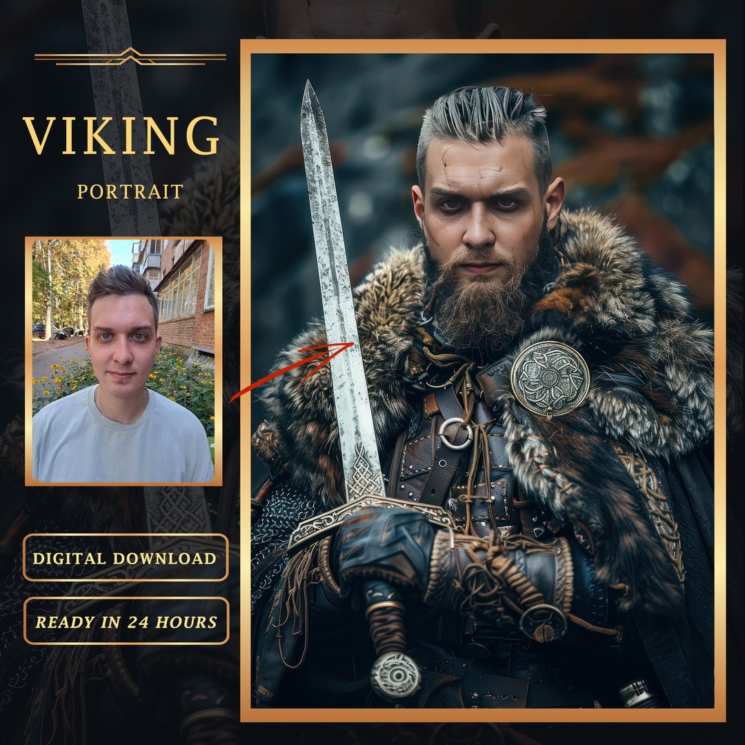Custom Viking Warrior Portrait From Photo (digital Download) - Etsy