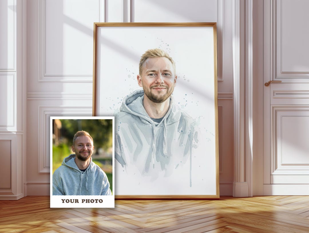 Custom Digital Watercolor Portrait From Photo, Personalized Art for ...