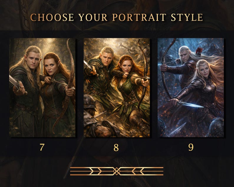 Custom Elven Couple Portrait. Personalized Middle-earth Wall Art From ...