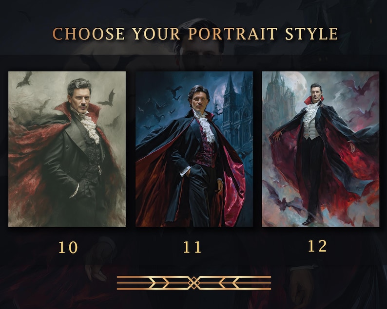 Personalized Vampire Portrait: Custom Dark Vintage Oil Painting Wall ...