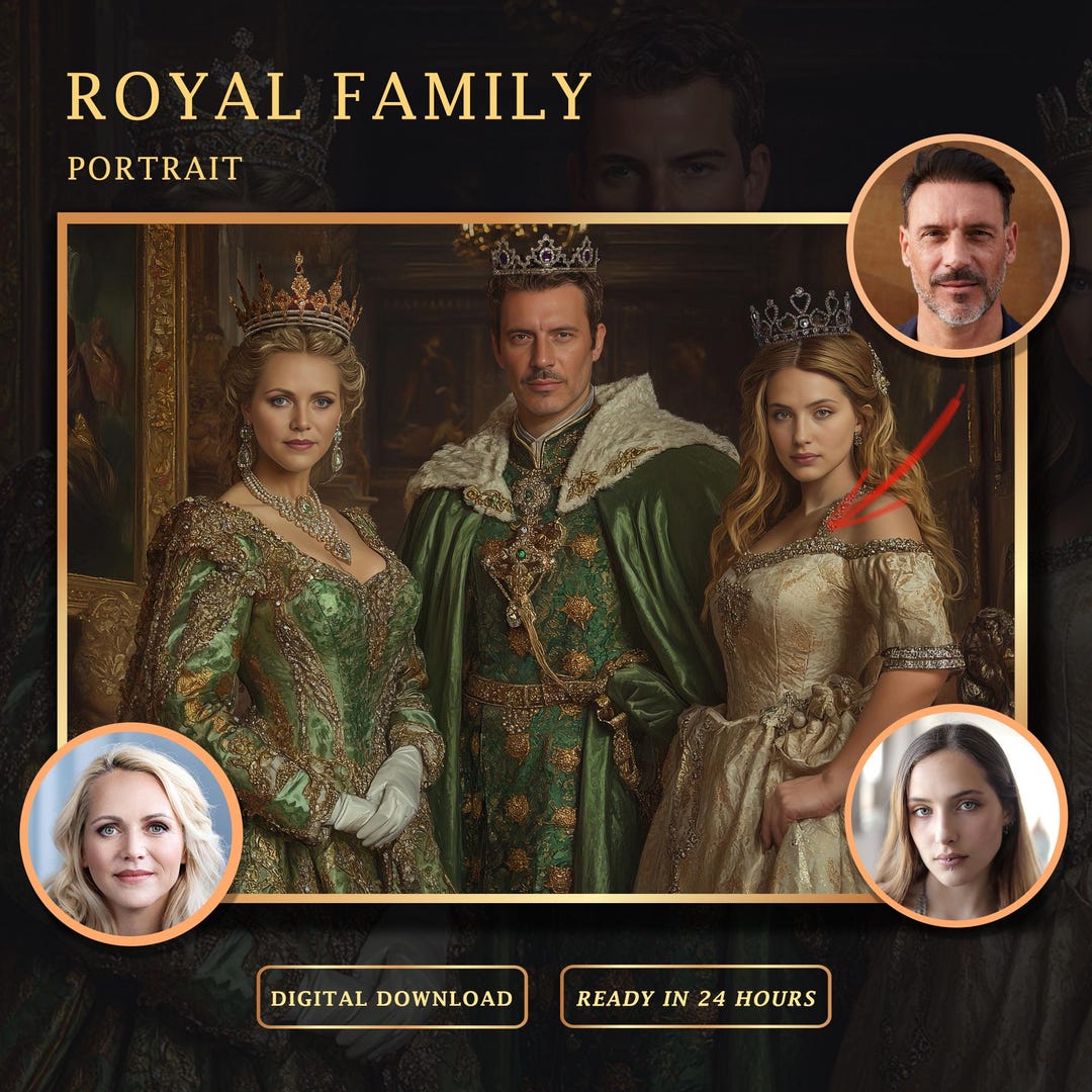 Custom Royal Portrait: Personalized Family Wall Art (digital Download ...
