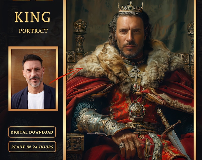 Personalized King and Queen Portraits, Custom Royal Couple Art, Custom ...