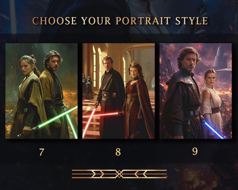 Custom Star Wars Jedi Couple Portrait: Personalized Family Gift ...