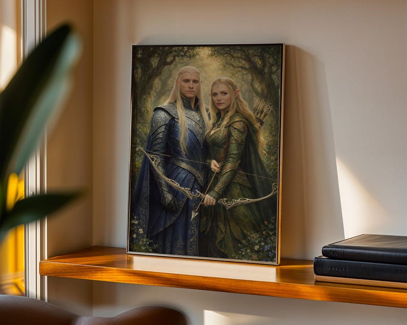 Custom Elven Couple Portrait. Personalized Middle-earth Wall Art From ...