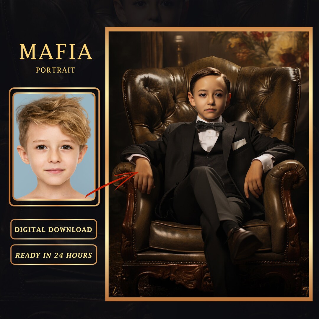 Custom Mafia Kid Portrait From Photo, Personalized Portrait of the ...
