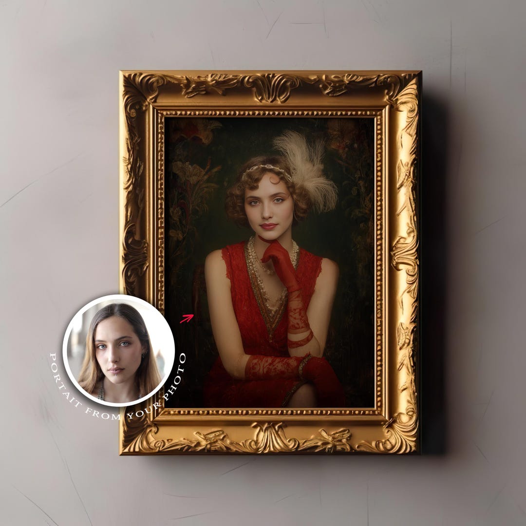 Custom Flapper Portrait: Personalized 1920s Art Deco Style (digital ...