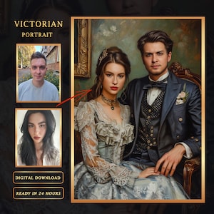 Custom Victorian Couple Portrait: Oil Painting Style (digital Download ...