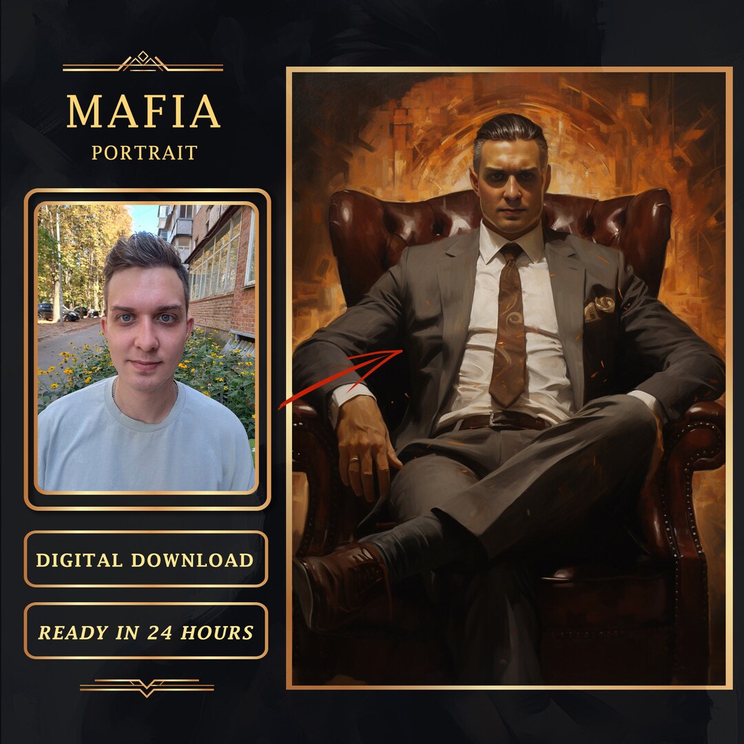 Buy Mafia Boss Portrait, Personalized Portrait From Photo in Mafia ...