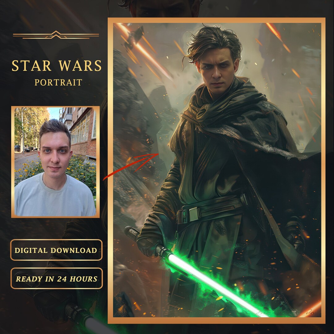 Custom Star Wars Portrait From Photo: Personalized Sci-fi Gift (digital ...