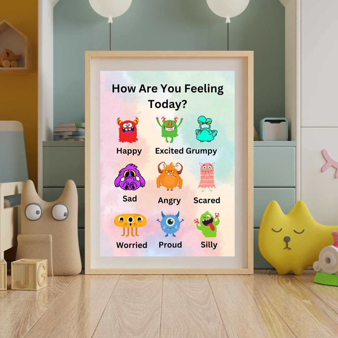 Feelings Poster, My Emotions, Digital Art, Kids Poster, Kids Room Decor ...