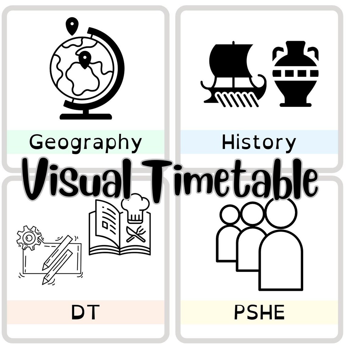 Classroom Visual Timetable Printable and Editable canva Pastel - Etsy