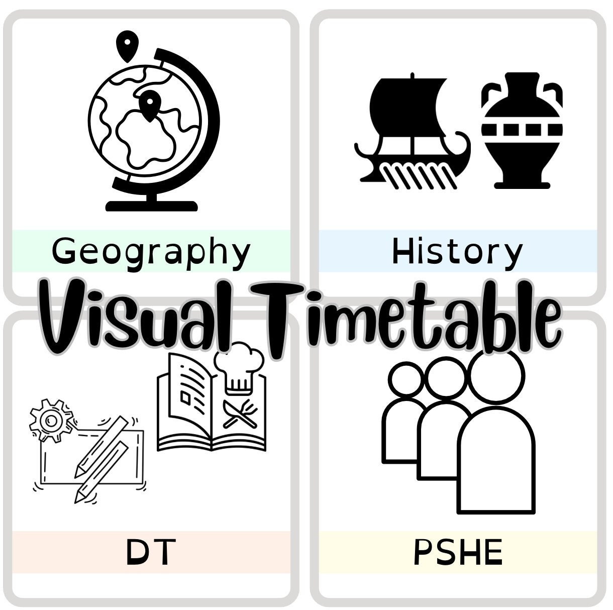 Classroom Visual Timetable Printable and Editable canva Pastel - Etsy
