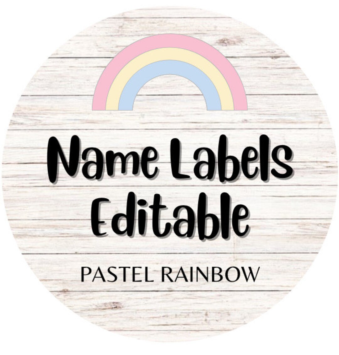 Name Labels - Canva Template - Pastel Rainbow - Etsy