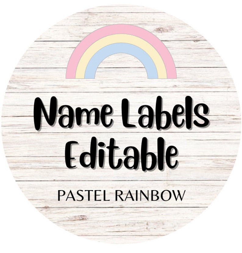 Name Labels - Canva Template - Pastel Rainbow - Etsy