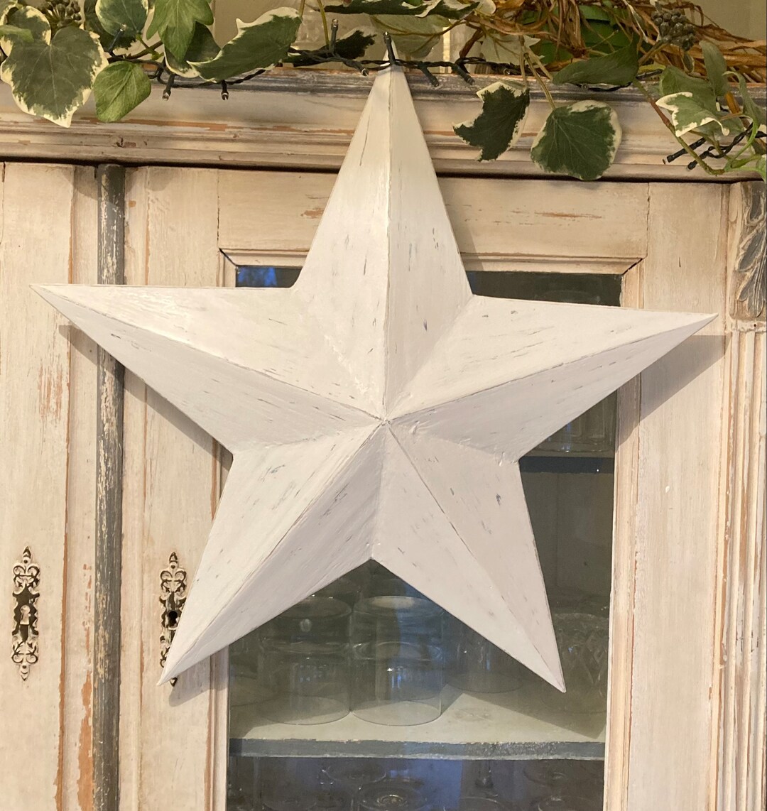 Star, Barn Star, Hand Painted, Rustic, White, Christmas Star ...