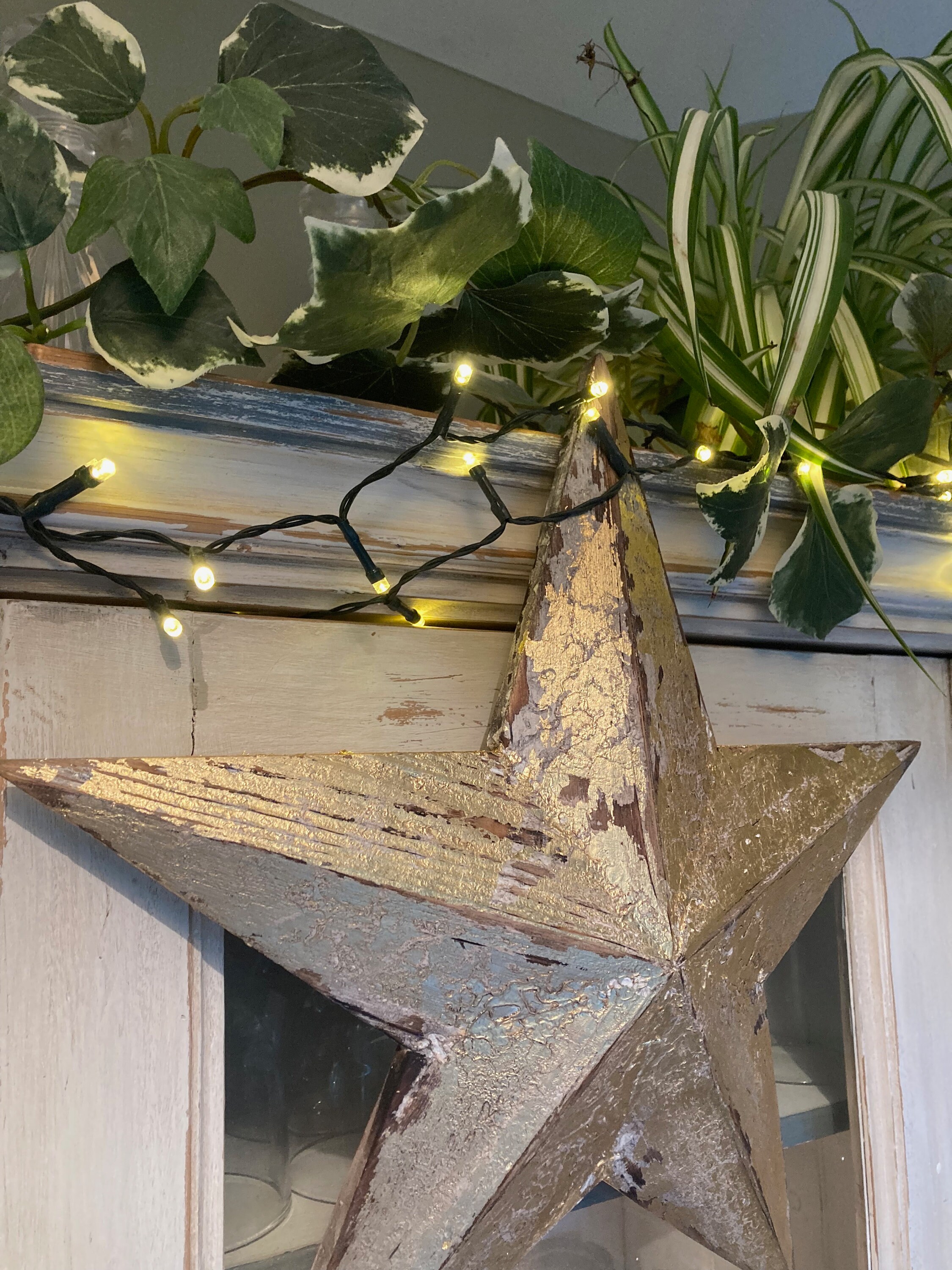 Star, Barn Star, 55cm, Aged, Rustic, With Gold Leaf Distressed Finish ...