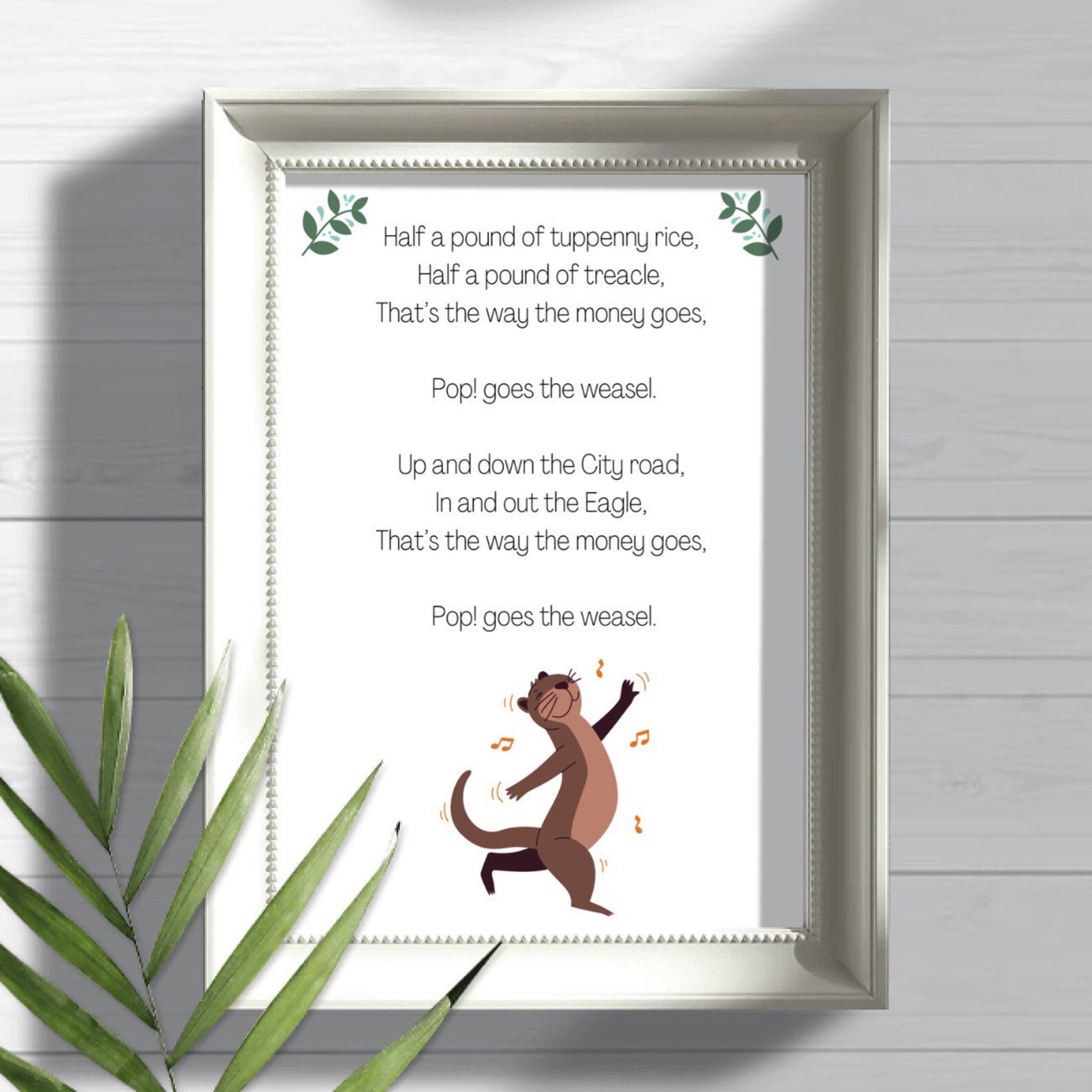 Pop Goes the Weasel Nursery Rhyme Wall Print/art | Etsy
