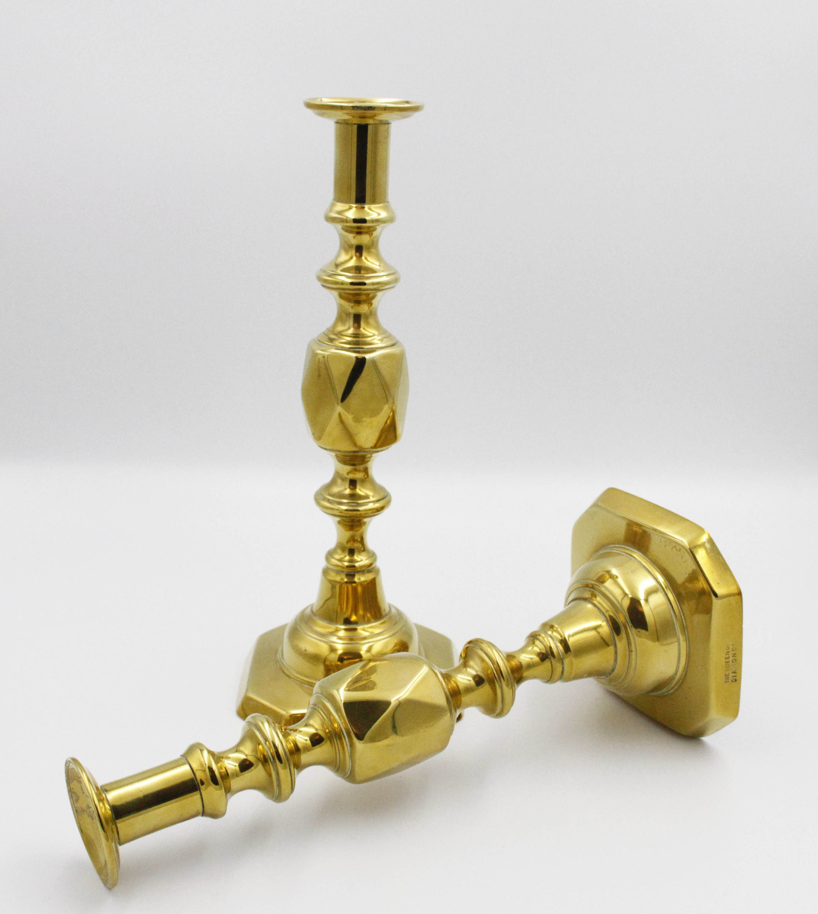 Victorian Queen of Diamonds Brass Candlesticks - Etsy