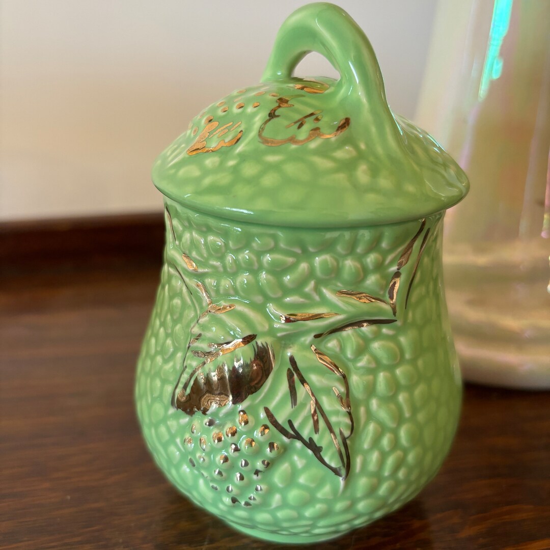 Vintage Wade Emerald Gold Preserve Pot: Leaf Relief Design - Etsy UK