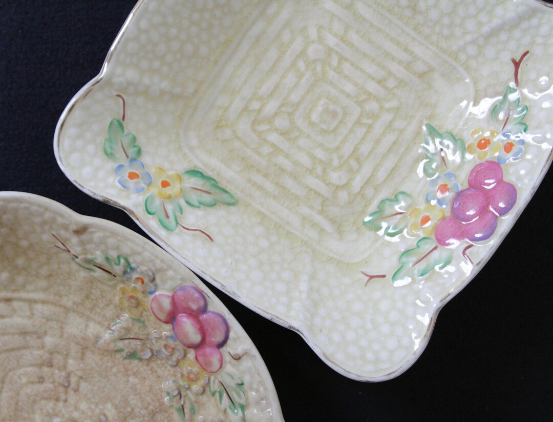 Crown Devon Basket Weave Dishes Fruit and Floral - Etsy UK