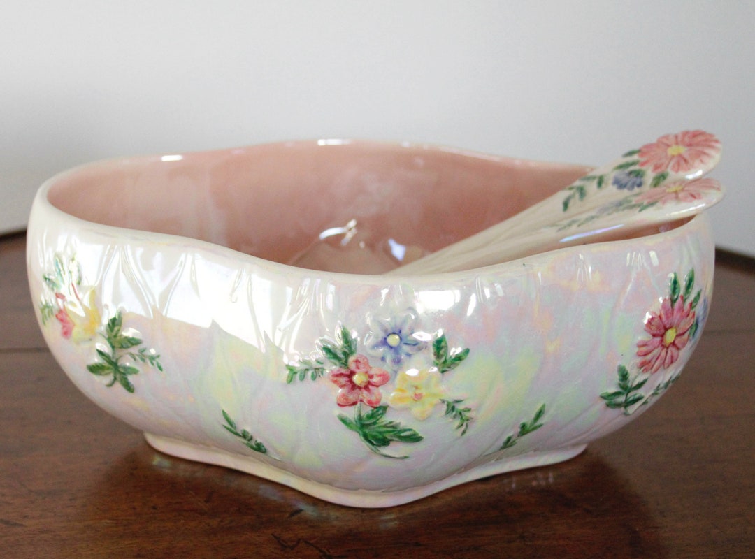 Maling Lustre Ware Salad Bowl With Servers - Etsy UK