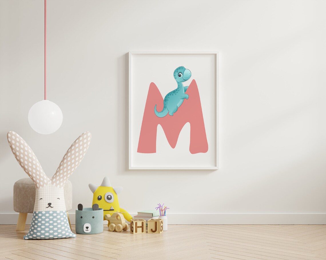 Letter M INSTANT DOWNLOAD Dinosaur Illustration Alphabet - Etsy
