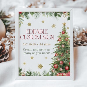 Christmas Editable Printable Custom Sign, Holiday Print at Home Sign ...