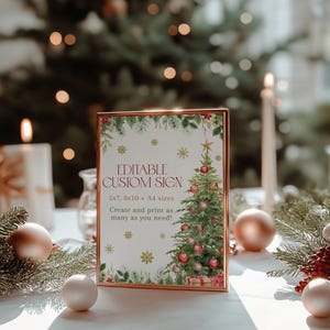 Christmas Editable Printable Custom Sign, Holiday Print at Home Sign ...